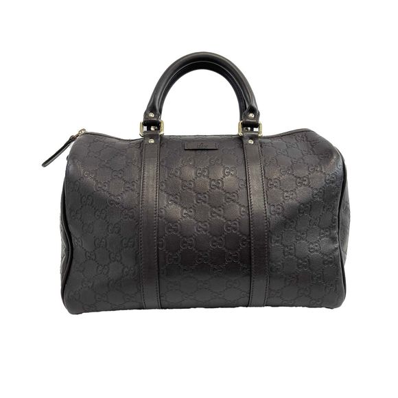 Gucci | Bags | Gucci Embossed Leather Monogram Speedy Medium Brown Top ...